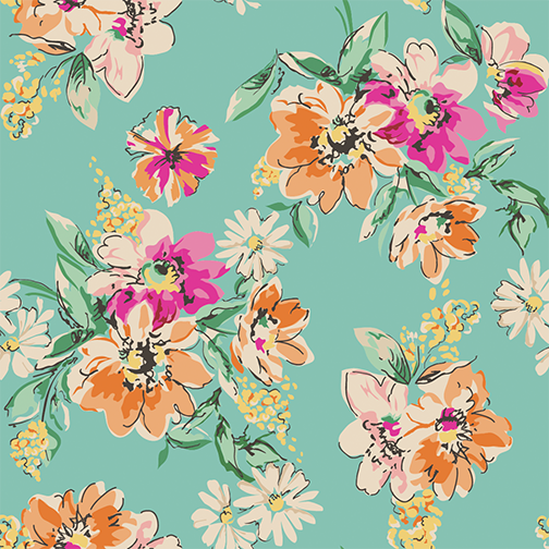Orange and Pink Floral Pattern - Kids Spaces and Nursery - Search Art
